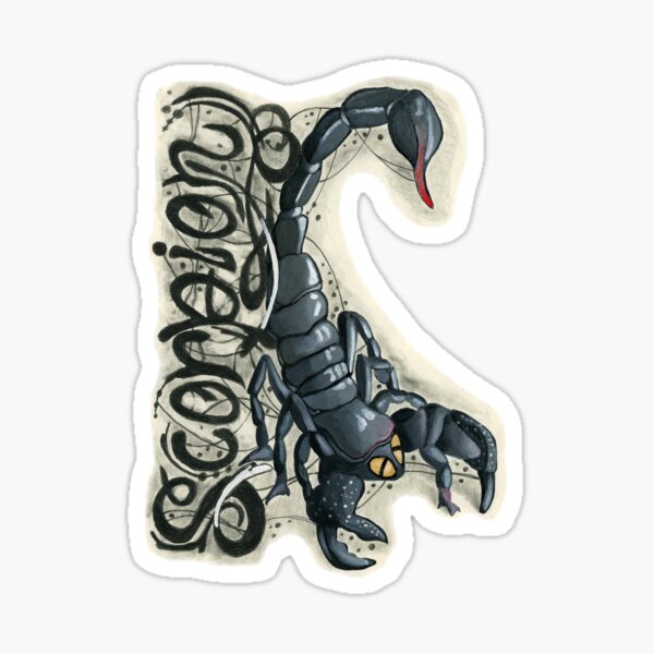 "Forest scorpion with lettering" Sticker for Sale by KnowingWonder ...