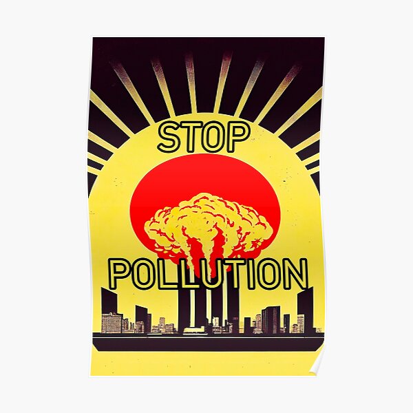 "Stop pollution retro yellow poster" Poster for Sale by avancee | Redbubble