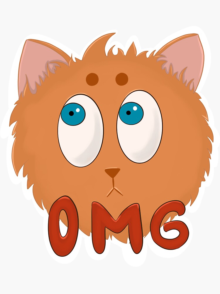 "Color illustration. The ginger cat with wide open eyes, with the ...