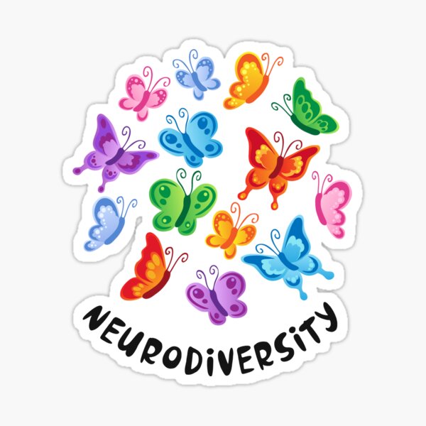 "Neurodiversity Butterflies Autism Rainbow Colorful" Sticker for Sale ...