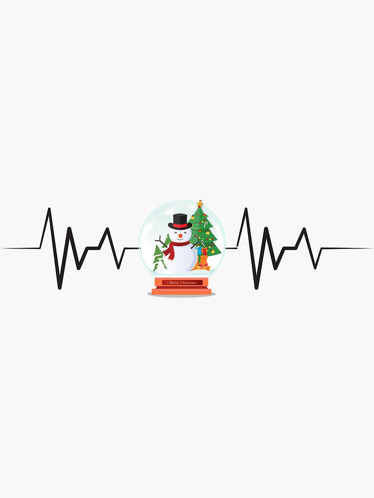 "Christmas Globe Heartbeat Pulse Heart Line ECG" Sticker for Sale by ...