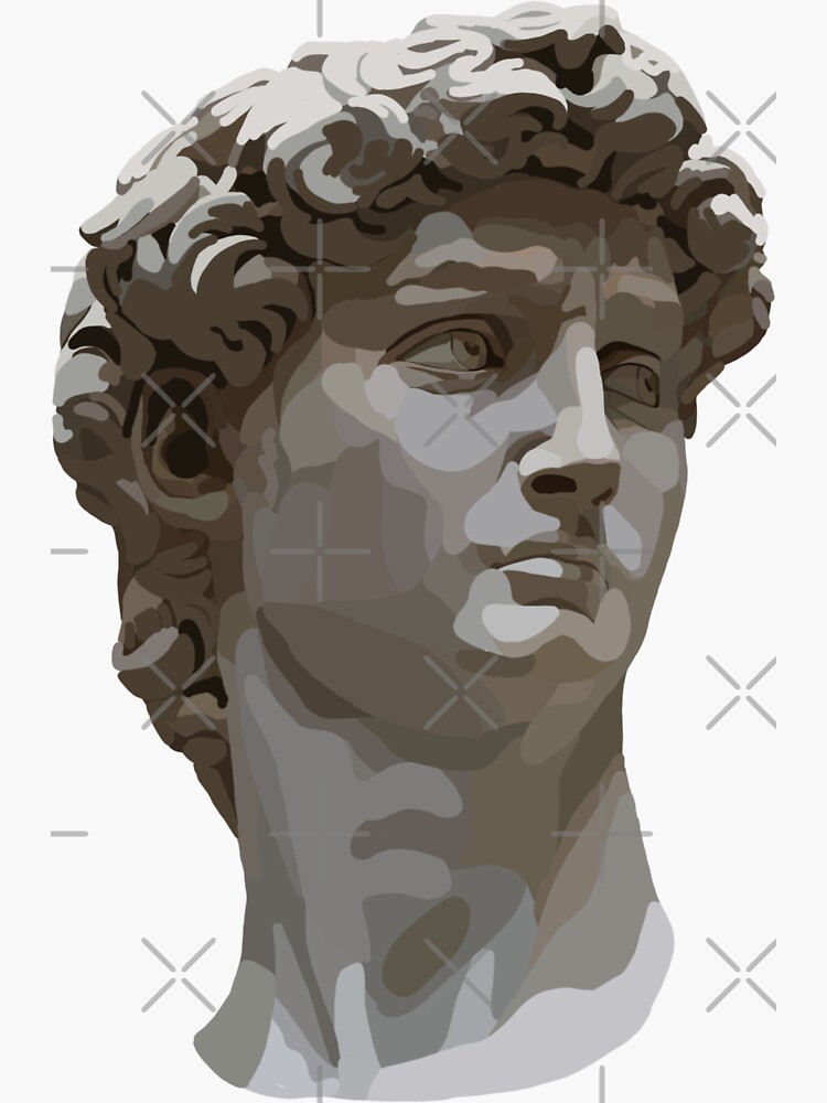 "David of Michelangelo Colorblock Head" Sticker for Sale by ...