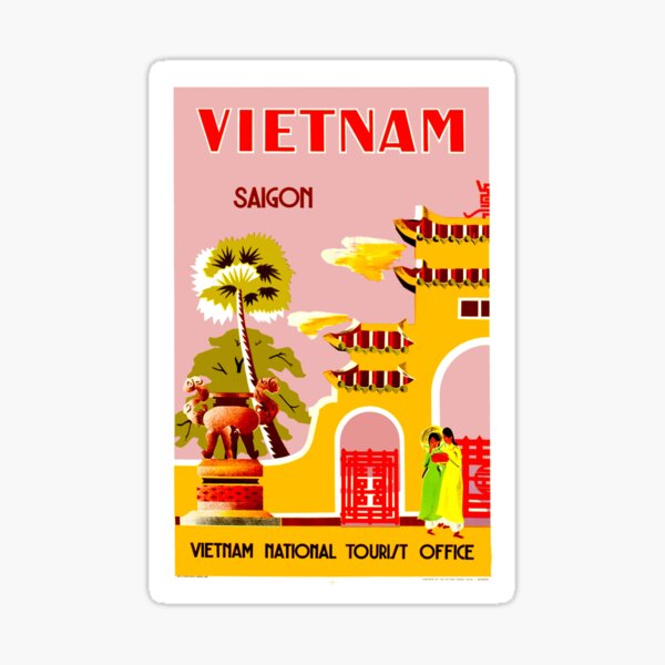 "VIETNAM : Vintage Travel to Saigon Advertising Print" Sticker by ...