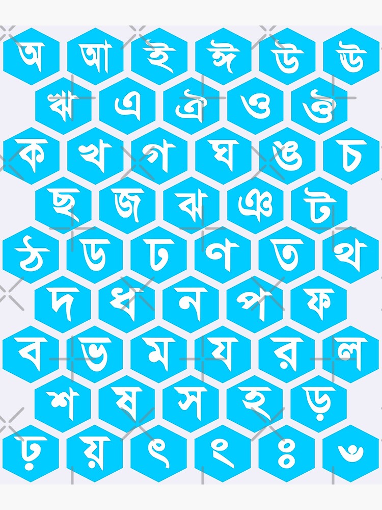 "Blue Bangla Alphabets Letters Learning Shirt for adults, boys and ...