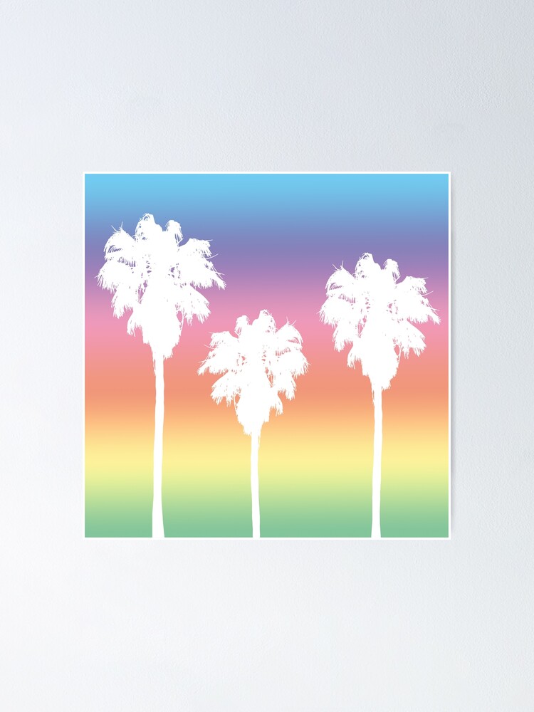 "Rainbow Palm Tree Sunset" Poster for Sale by julieerindesign | Redbubble