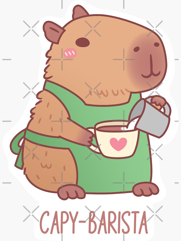 "Cute Capybara Barista Making Coffee" Sticker for Sale by rustydoodle ...