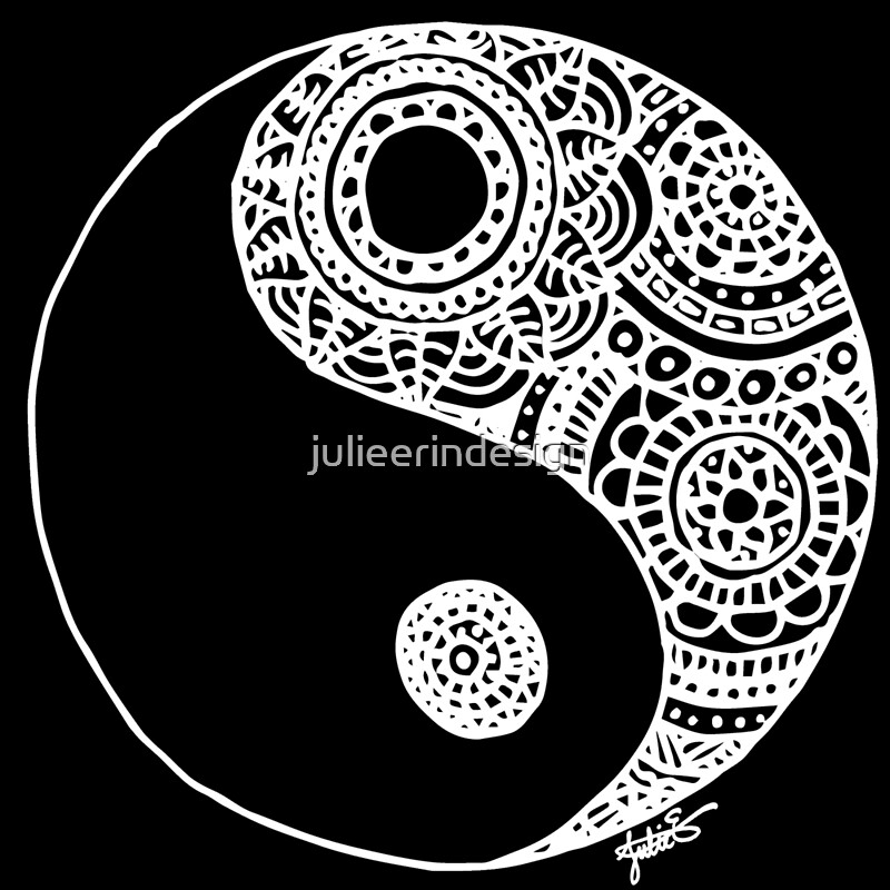 "Black and White Lace Yin Yang" by Julie Erin Designs | Redbubble