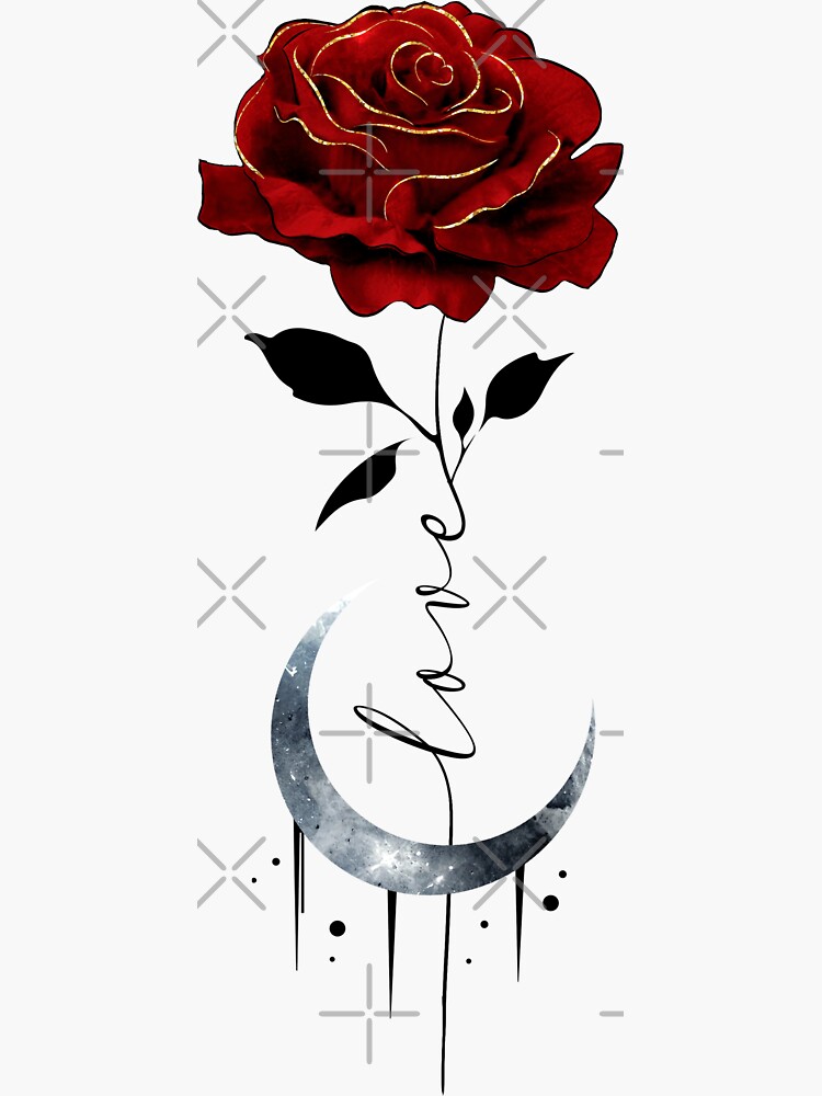 "Gothic Love Rose With Half Moon Halloween Design" Sticker for Sale by ...