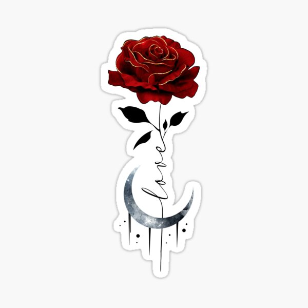 "Gothic Love Rose With Half Moon Halloween Design" Sticker for Sale by ...