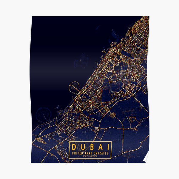 "Dubai, UAE Map - City At Night" Poster for Sale by deMAP | Redbubble