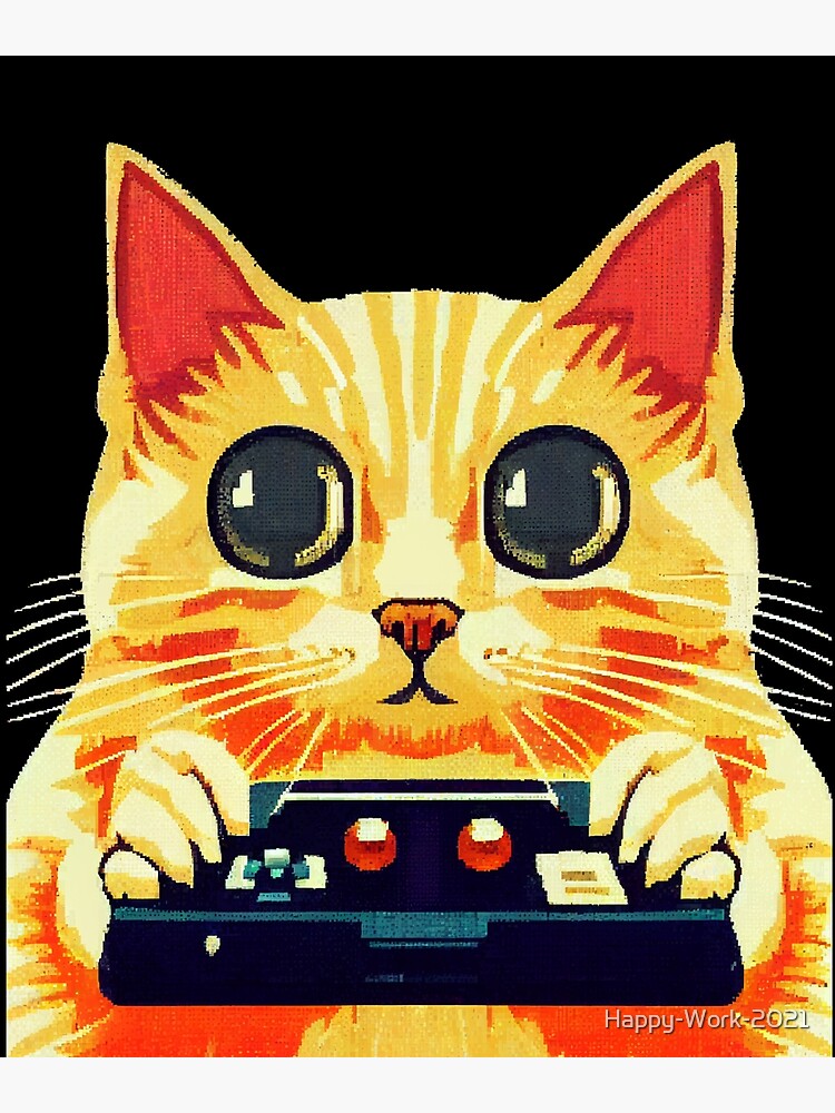 "Video Game Cat / Gaming / Animals / Gamepad" Poster for Sale by Happy ...