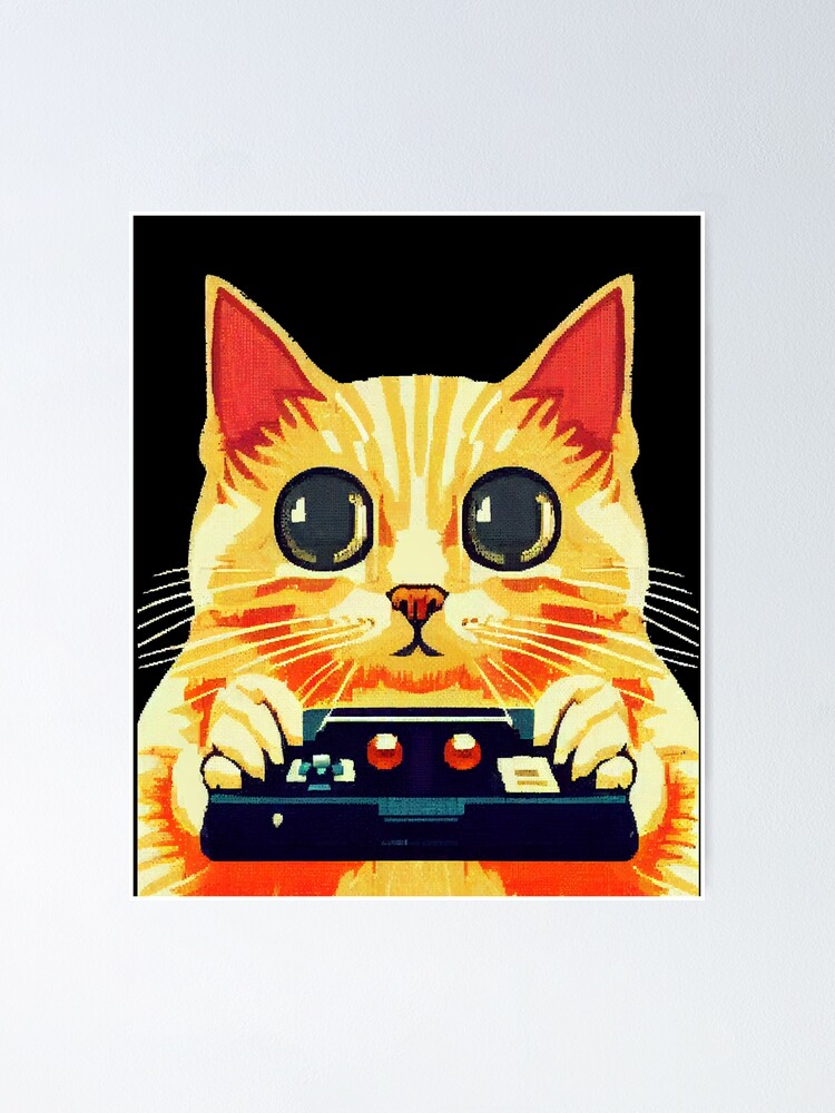 "Video Game Cat / Gaming / Animals / Gamepad" Poster for Sale by Happy ...