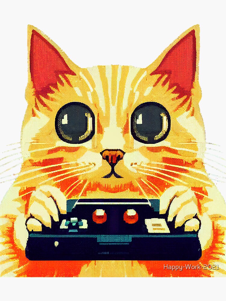 "Video Game Cat / Gaming / Animals / Gamepad" Sticker for Sale by Happy ...