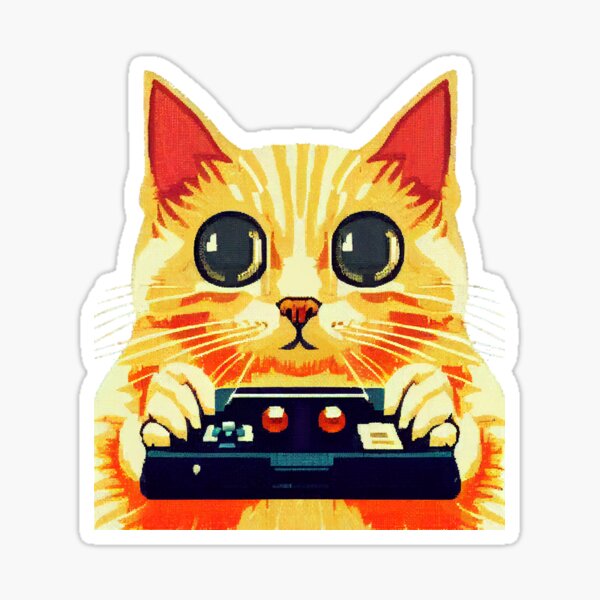 "Video Game Cat / Gaming / Animals / Gamepad" Sticker for Sale by Happy ...