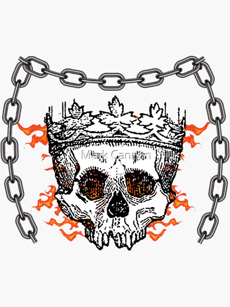 "Flaming Crowned Skull and Chains" Sticker for Sale by KingKongBrody ...