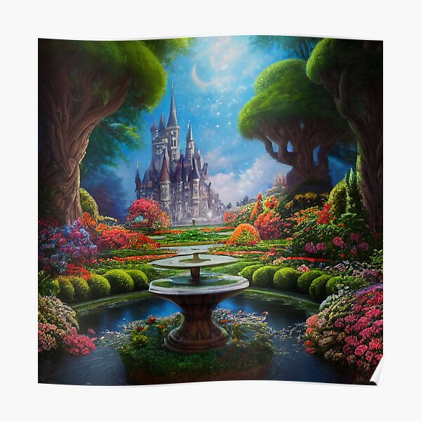"Magic Kingdom, Fantasy Castle, Fantasy World Painting" Poster for Sale ...