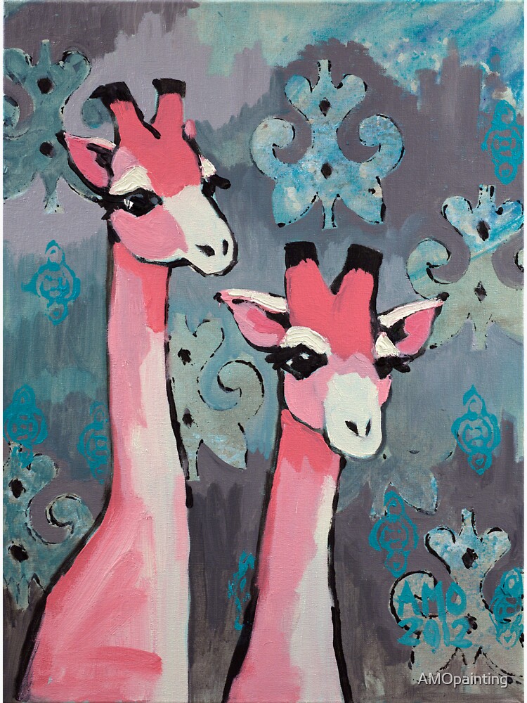 "Pink Giraffes" Sticker for Sale by AMOpainting | Redbubble