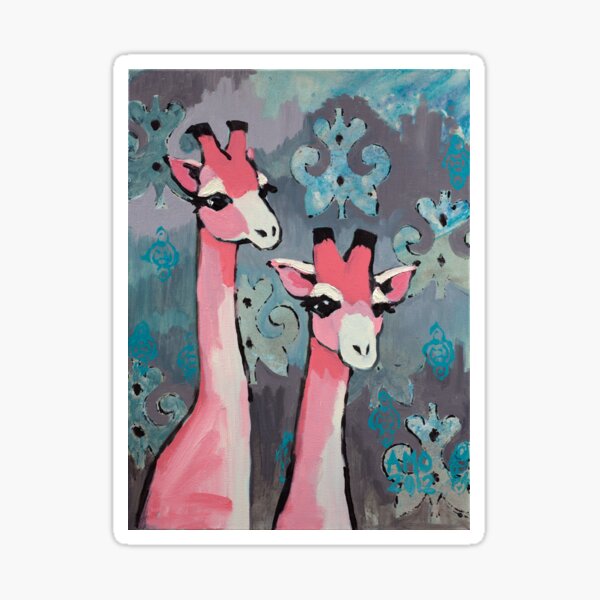 "Pink Giraffes" Sticker for Sale by AMOpainting | Redbubble