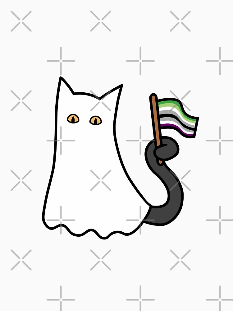 "Aromantic asexual pride ghost cat with aroace pride flag (green and ...