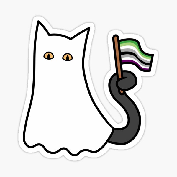 "Aromantic asexual pride ghost cat with aroace pride flag (green and ...