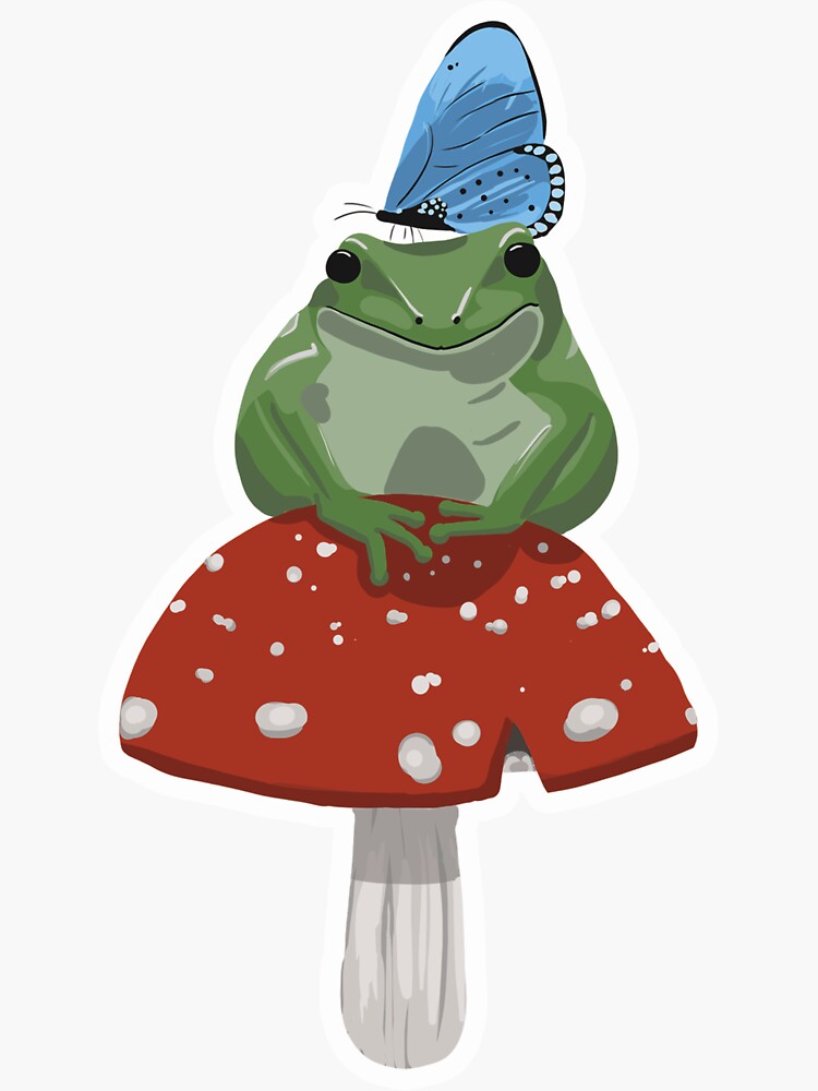 "toad on a toadstool (& butterfly)" Sticker for Sale by i-pencil-elf ...