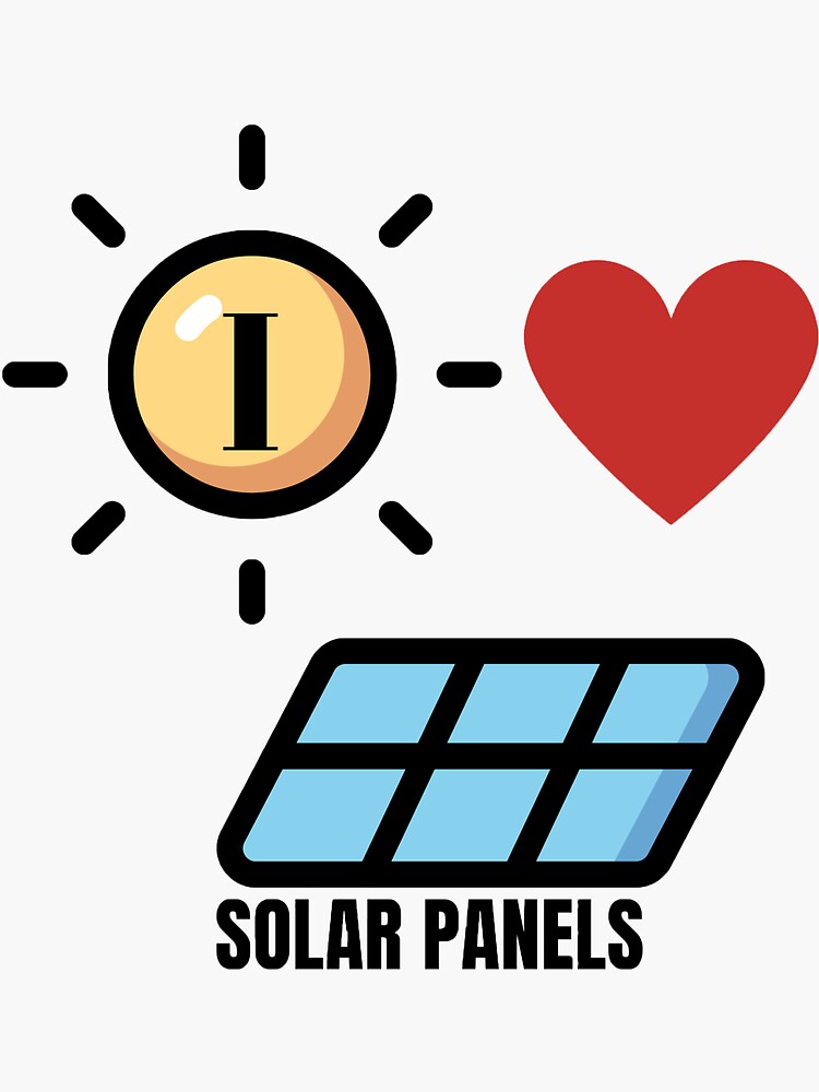 "I LOVE SOLAR PANELS Heart Climate Energy Renewable Sticker " Sticker ...