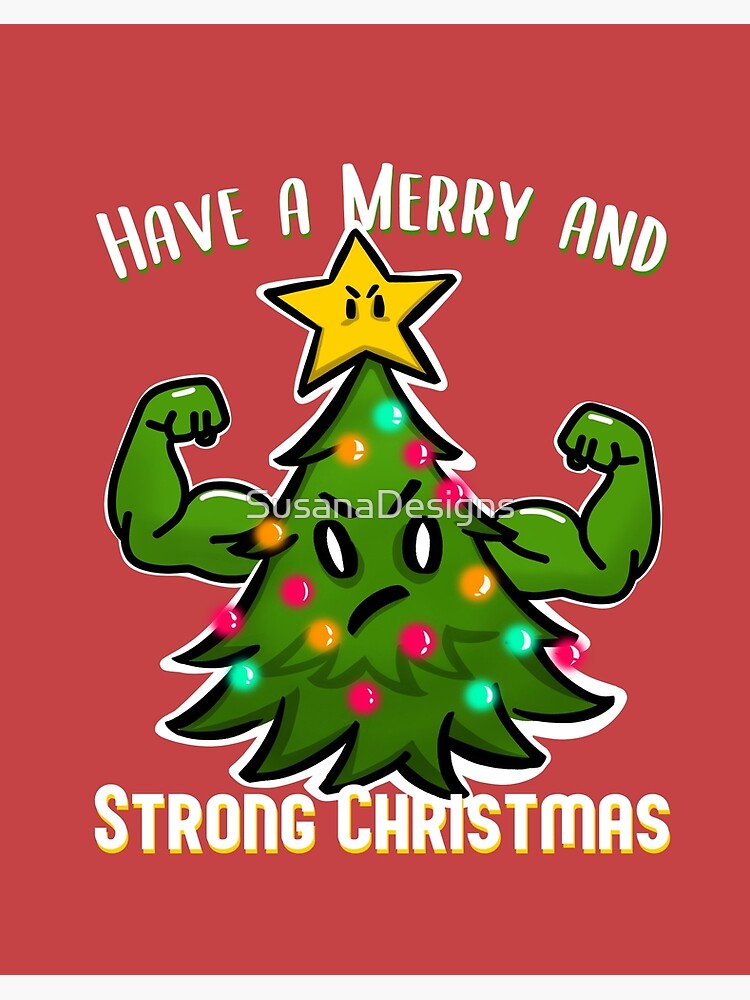 "Christmas Tree with Muscles Strong Christmas for bodybuilder" Art ...