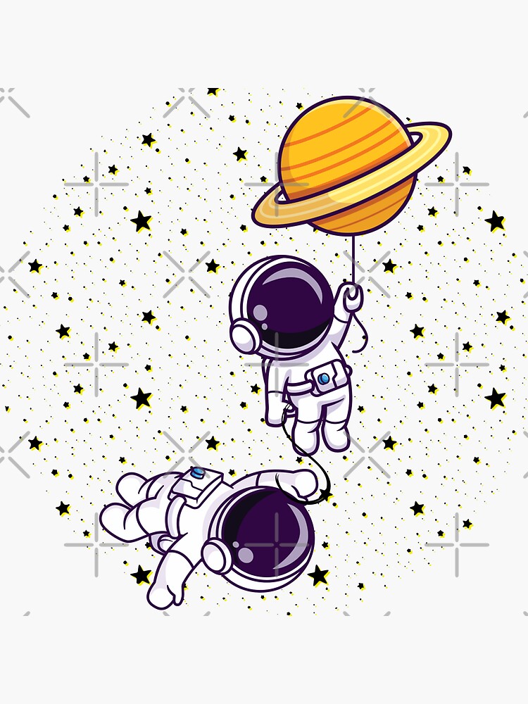 "Astronauts Dangling below Planet Saturn - Space" Sticker for Sale by ...