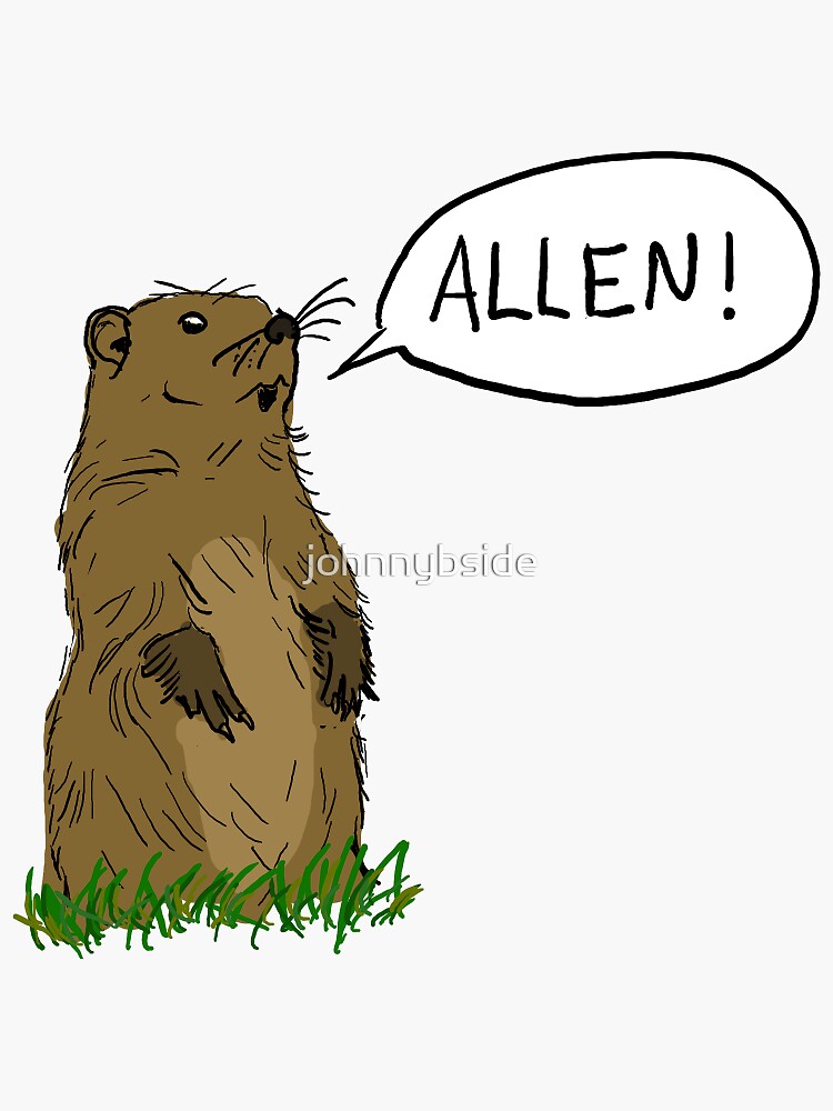 "Allen!" Sticker for Sale by johnnybside | Redbubble