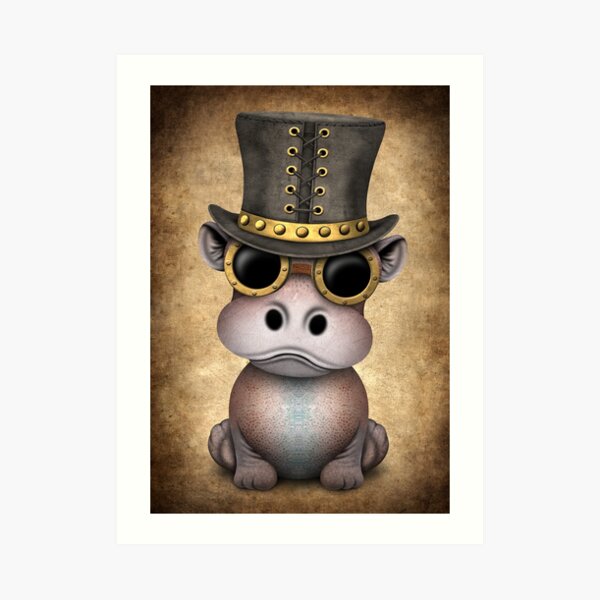 "Steampunk Baby Hippo" Art Print for Sale by JeffBartels | Redbubble