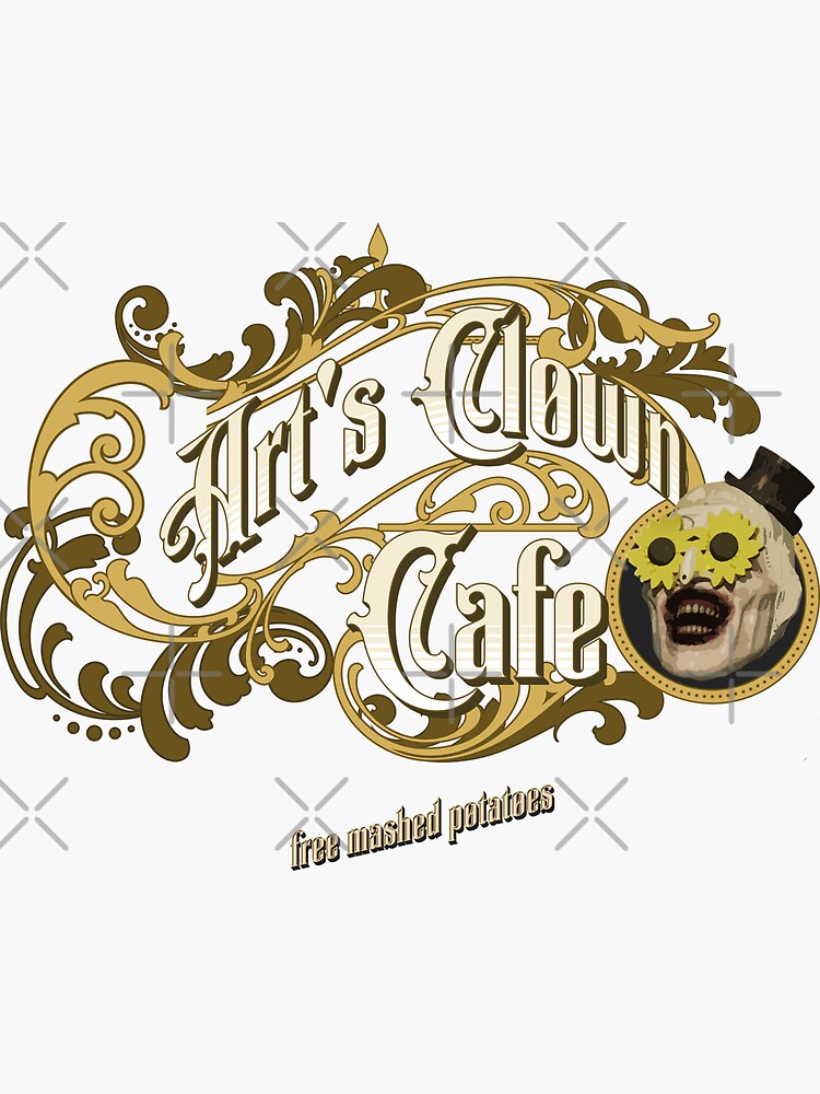 "Art's Clown Cafe" Sticker for Sale by esk-pop-art | Redbubble