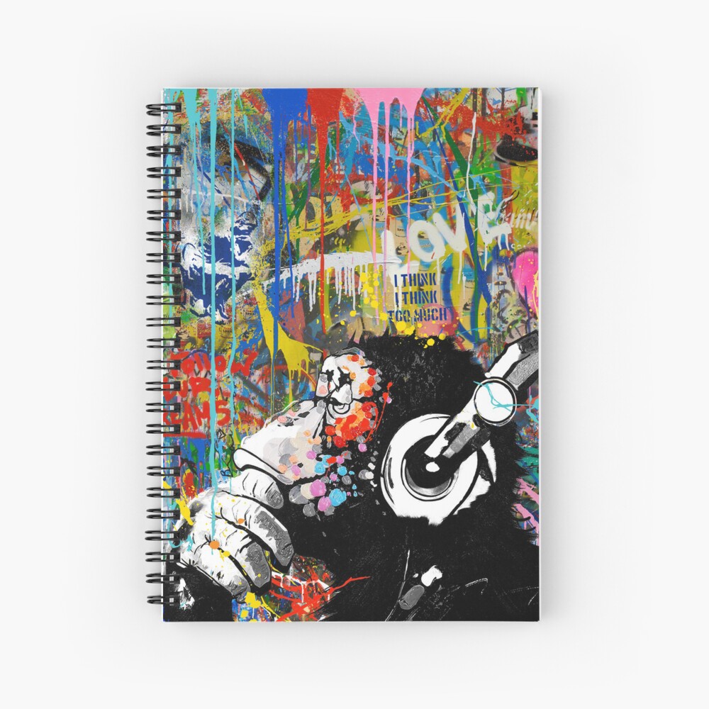 "Monkey Thinker - Banksy Urban Contemporary Colorful Street Art - DJ ...