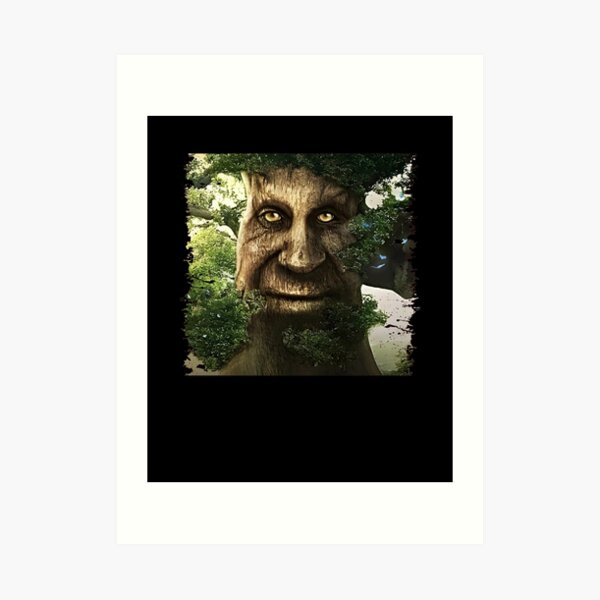 "Wise Mystical Tree Face Old Mythical Oak Tree Funny Meme" Art Print ...