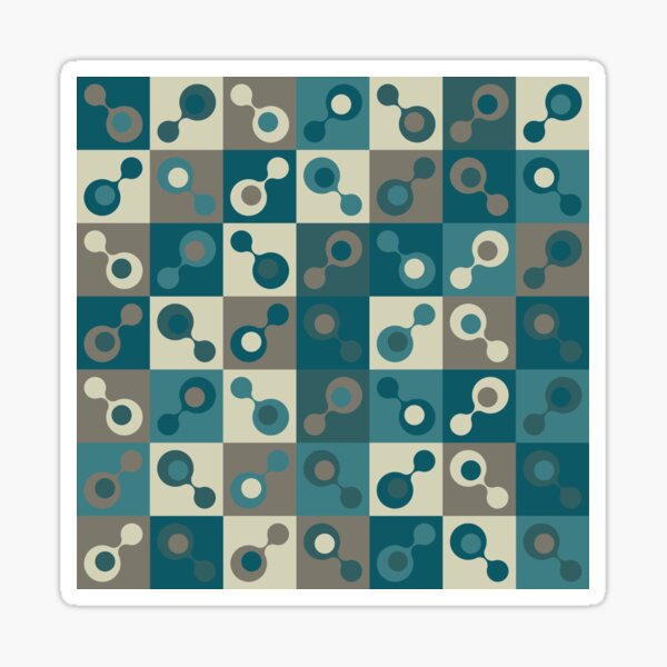 "Sirkel, Abstract Retro Geometric Shapes in Checkerboard Style" Sticker ...