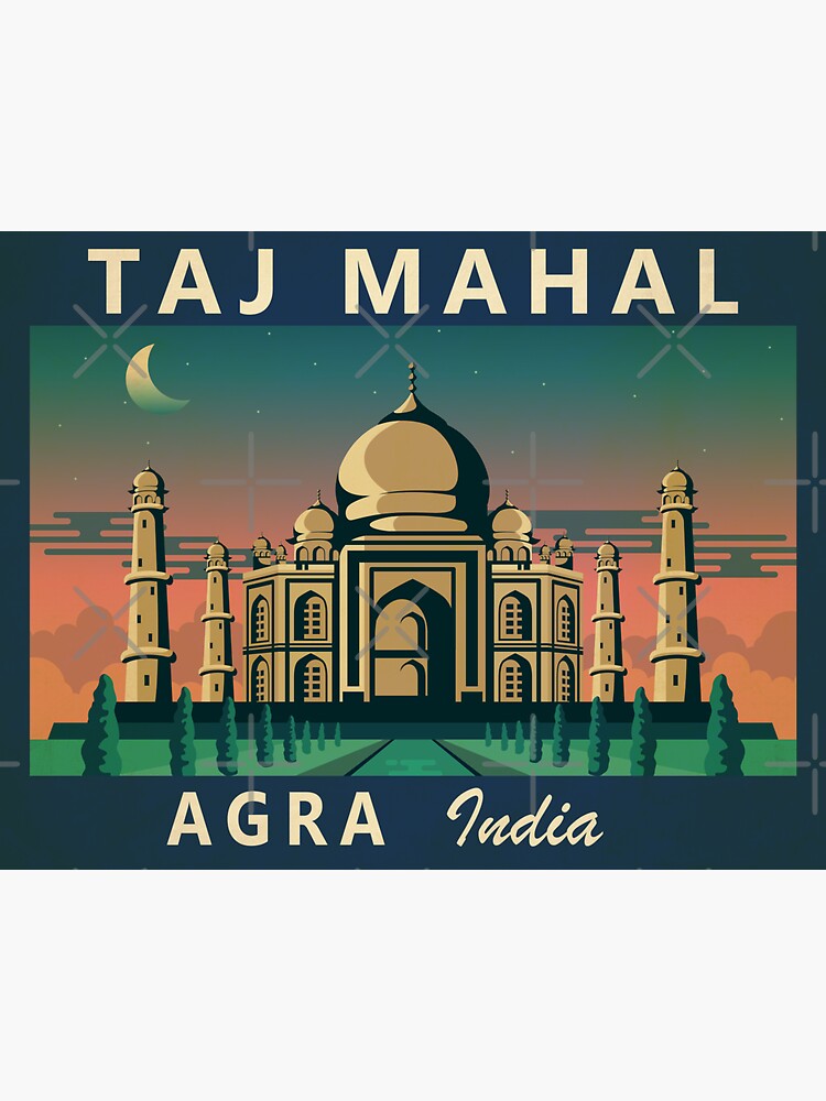 "Taj Mahal India Travel Art Vintage" Sticker for Sale by KrisSidDesigns ...