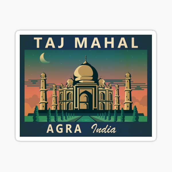 "Taj Mahal India Travel Art Vintage" Sticker for Sale by KrisSidDesigns ...