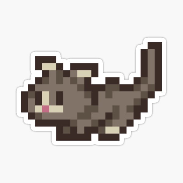 "Stardew Valley Grey/Gray Cat Pounce" Sticker for Sale by aiya-pixels ...