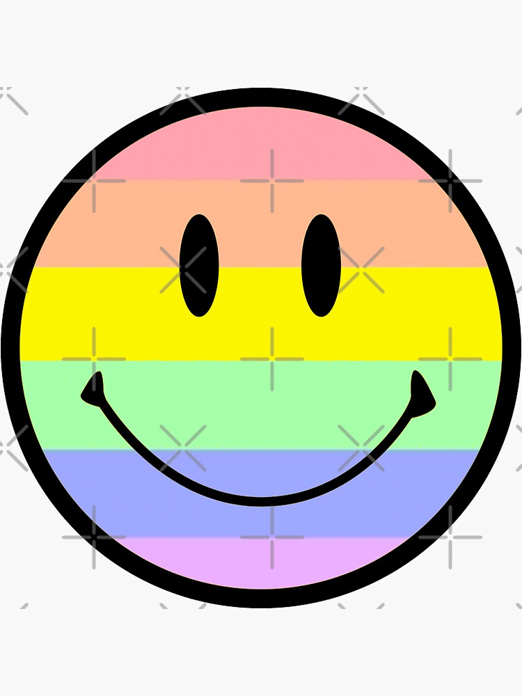 "Gay Pride 70s Groovy Smiley Emoji Face" Sticker for Sale by ...