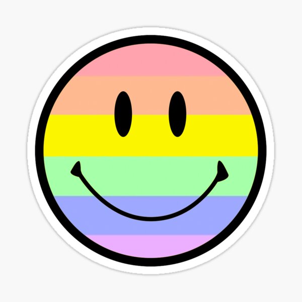 "Gay Pride 70s Groovy Smiley Emoji Face" Sticker for Sale by ...