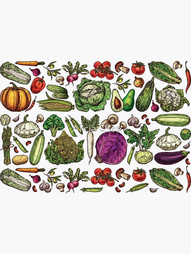 "Assorted Vegetables Pack" Sticker for Sale by NiftyTrinket | Redbubble