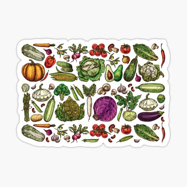 "Assorted Vegetables Pack" Sticker for Sale by NiftyTrinket | Redbubble
