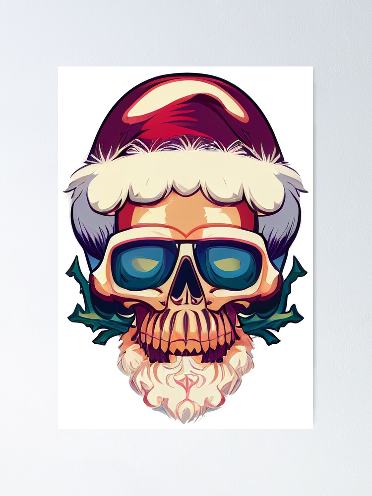 "Badass Santa Skull" Poster for Sale by Ironicdoll | Redbubble