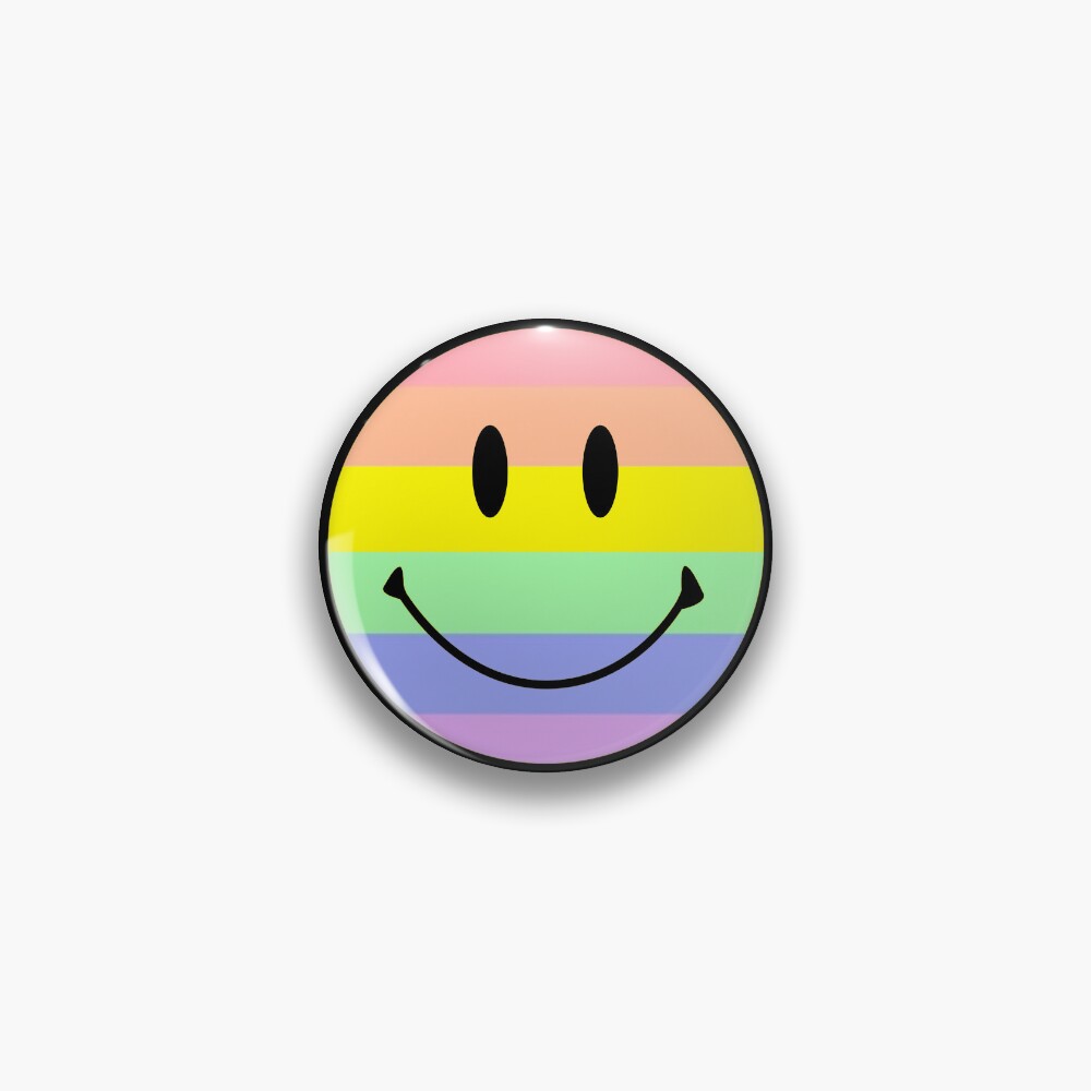 "Gay Pride Flag Smiley Emoji Face" Pin for Sale by sarascoprox | Redbubble