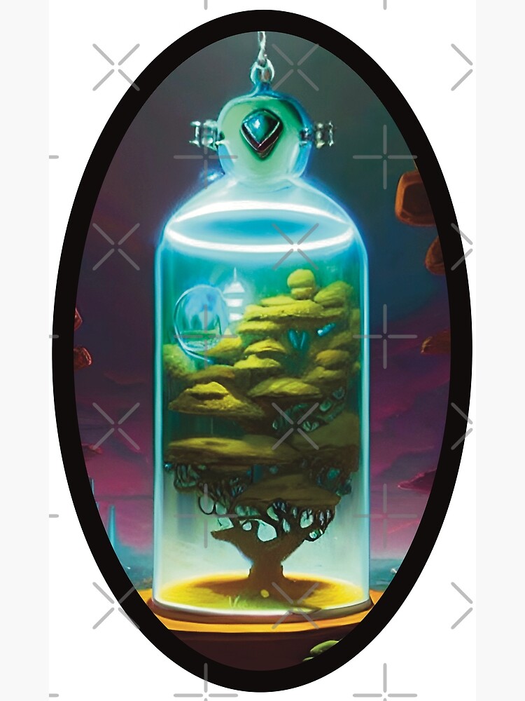 "Fantasy Tree in a Glass Vial - digital art painting" Poster for Sale ...