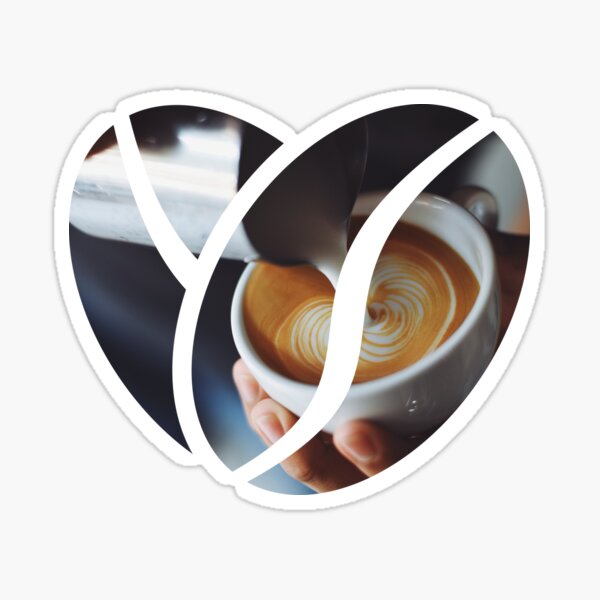 "Coffee Bean Heart Latte Art" Sticker for Sale by wolfkin-design ...