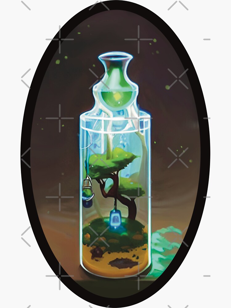 "Fantasy Tree in a Glass Vial - digital art painting" Sticker for Sale ...