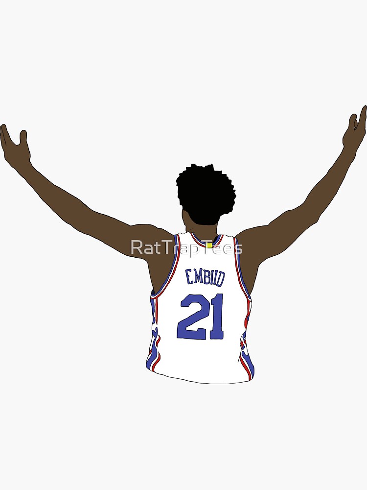 "Joel Embiid Embrace The Crowd" Sticker for Sale by RatTrapTees | Redbubble