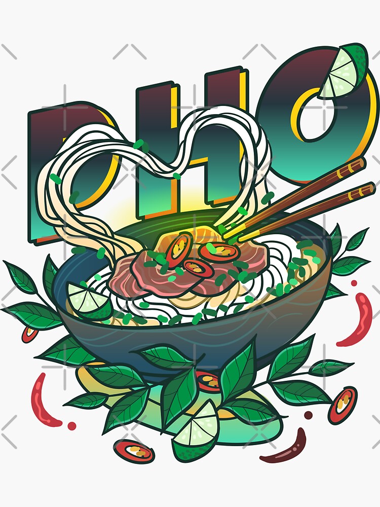 "Pho Vietnamese noodle soup" Sticker for Sale by binhlum | Redbubble