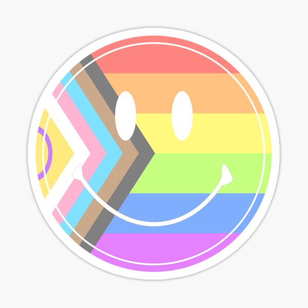 "Inclusive Gay Pride Pride 70s Hippie Retro Smiley Emoji Face" Sticker ...