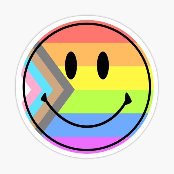 "Inclusive Gay Pride Pride 70s Hippie Retro Smiley Emoji Face" Sticker ...